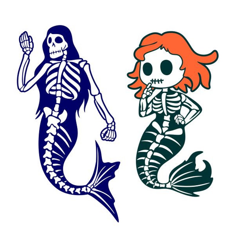 Mermaid Skeleton Cuttable Design Pack SVG PNG DXF & Eps - Etsy