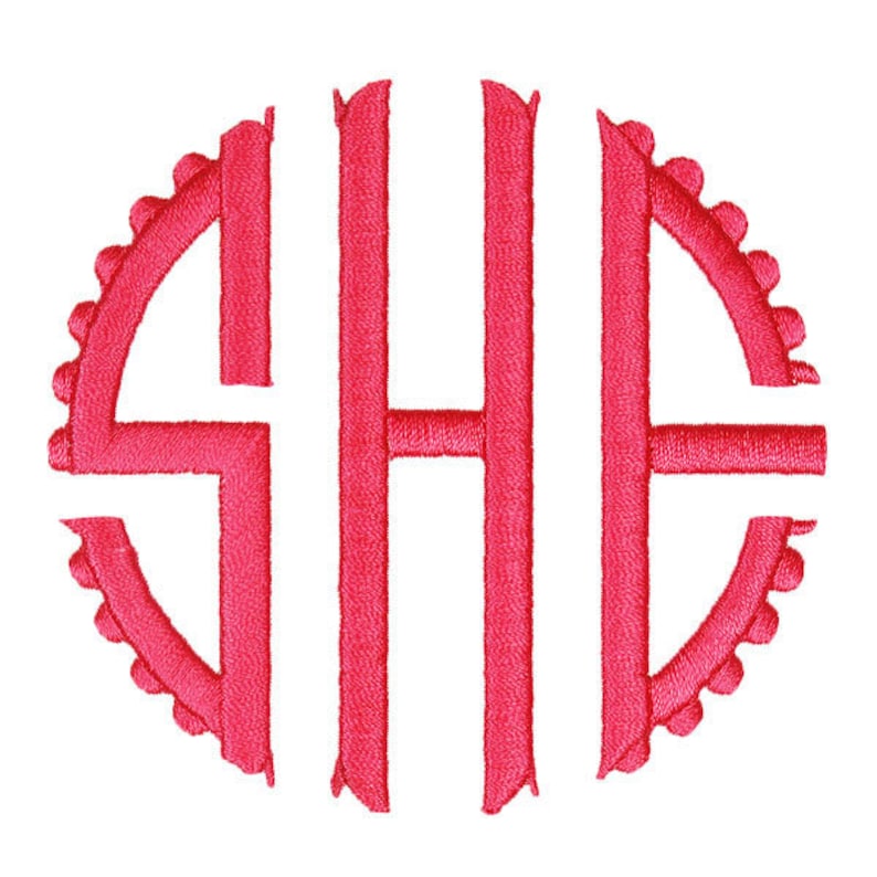 Scalloped Circle Round Scallop Embroidery Font Monogram - Etsy Denmark