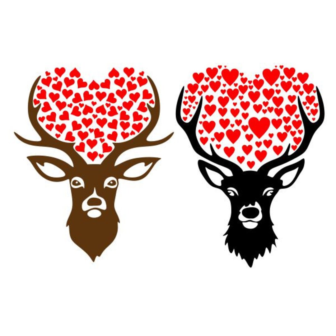 Deer Heart Love Cuttable SVG PNG DXF & Eps Designs Cameo File ...