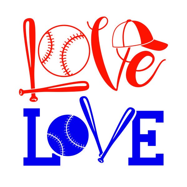 Love Word Art Baseball Cuttable Design SVG PNG DXF & Eps | Etsy