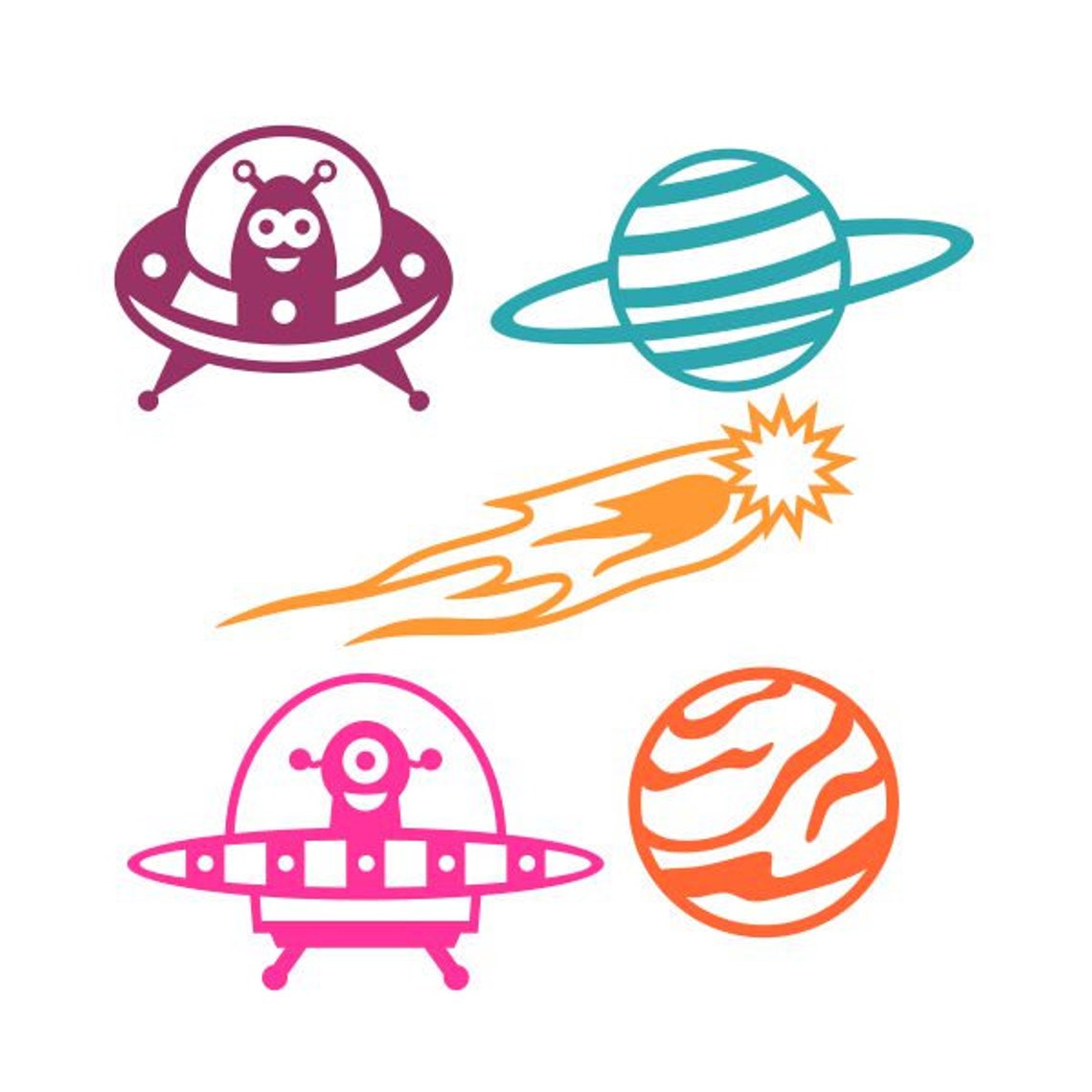 Space Ufo Alien Plantet Comet Cuttable Design SVG PNG DXF & - Etsy