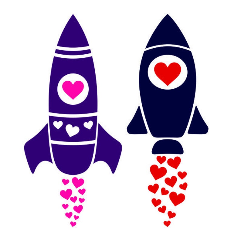 Heart Rocket Spaceship Space Love Valentines Day Love Cuttable - Etsy