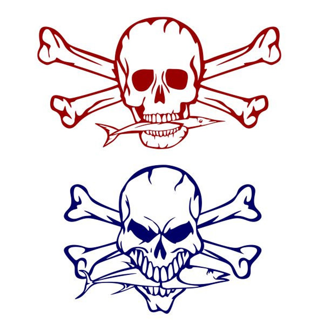 Skull Crossbones Fish Cuttable Design SVG PNG DXF & Eps - Etsy