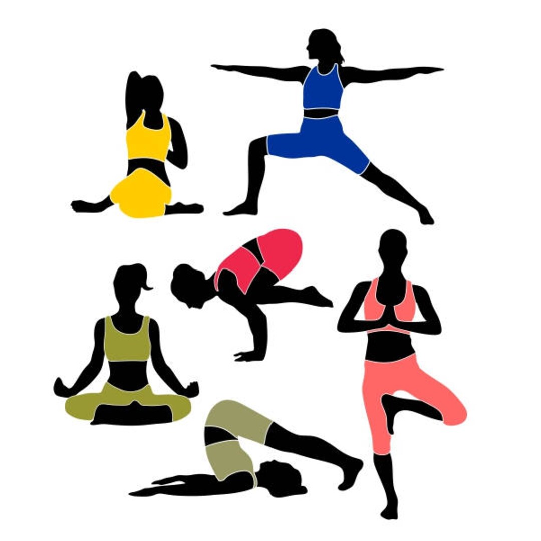 Yoga Pose Pack Cuttable SVG PNG DXF & Eps Designs Cameo File Silhouette ...