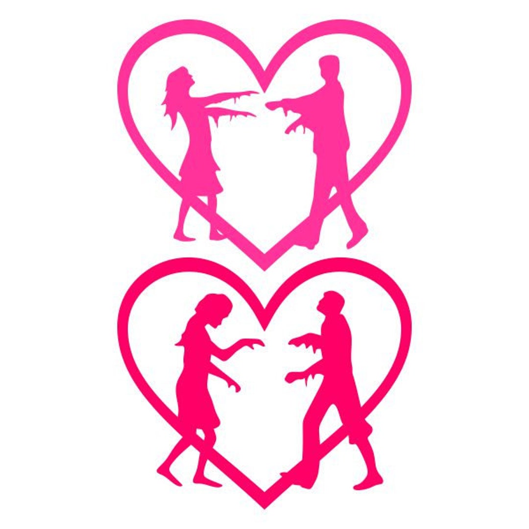 Zombie Couple Love Heart Pack Cuttable Design SVG PNG DXF & Eps Designs ...
