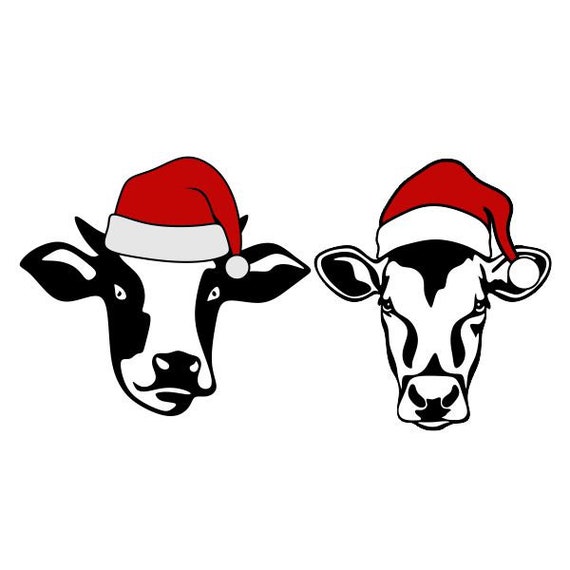 Cow santa hat Christmas Cuttable Design SVG PNG DXF & eps | Etsy