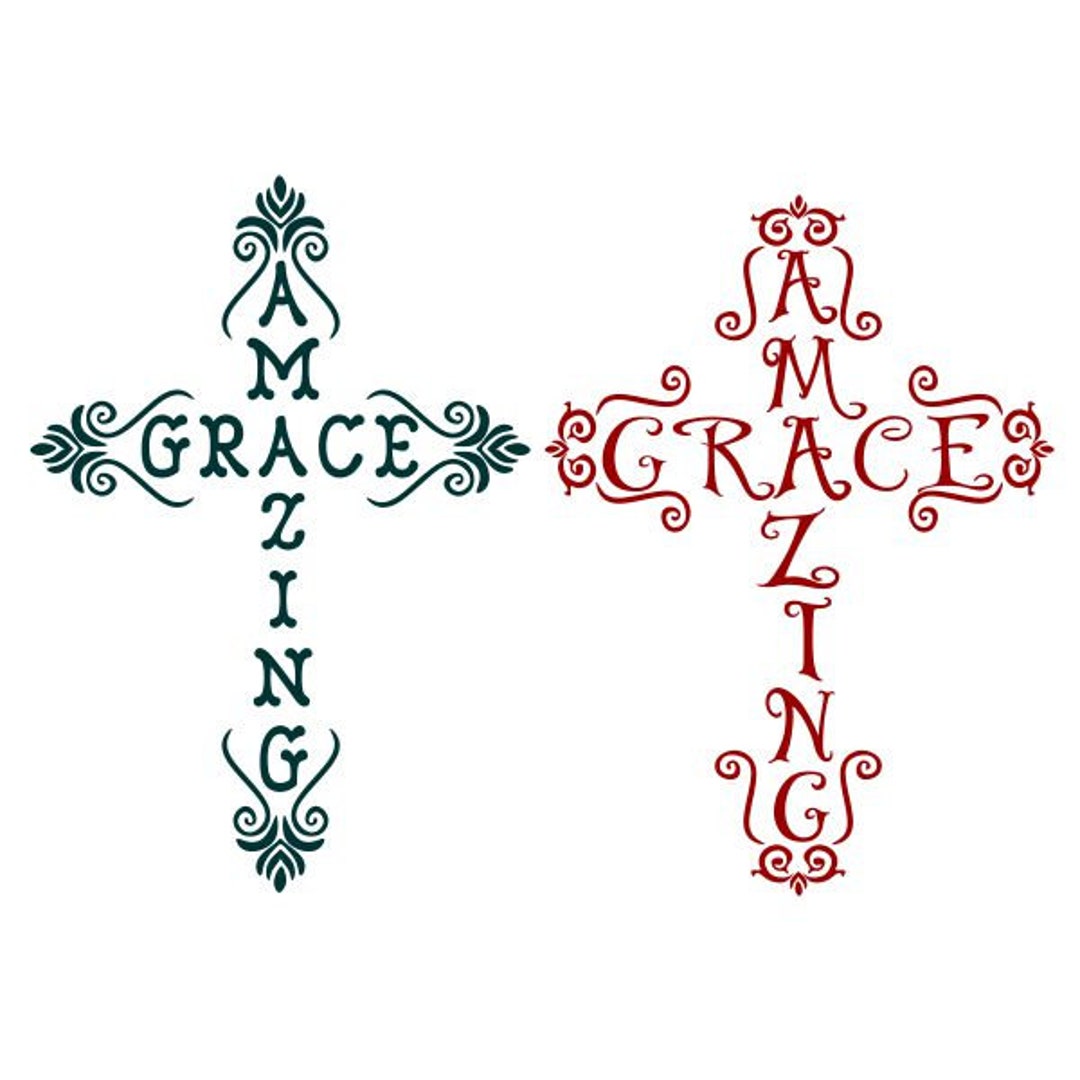 Amazing Grace Cross Cuttable Design SVG PNG DXF & Eps Designs Cameo ...