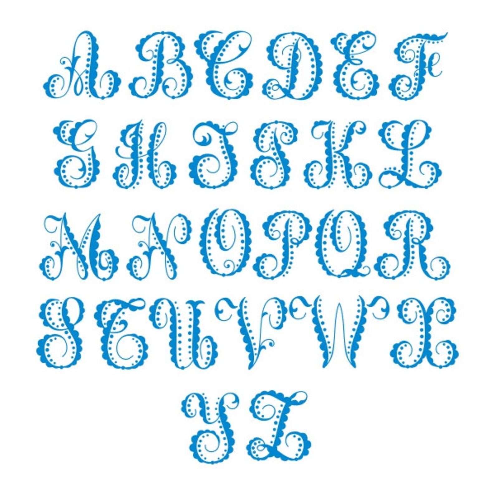 Scallops Dots Font Cuttable Design SVG PNG DXF & Eps Designs - Etsy