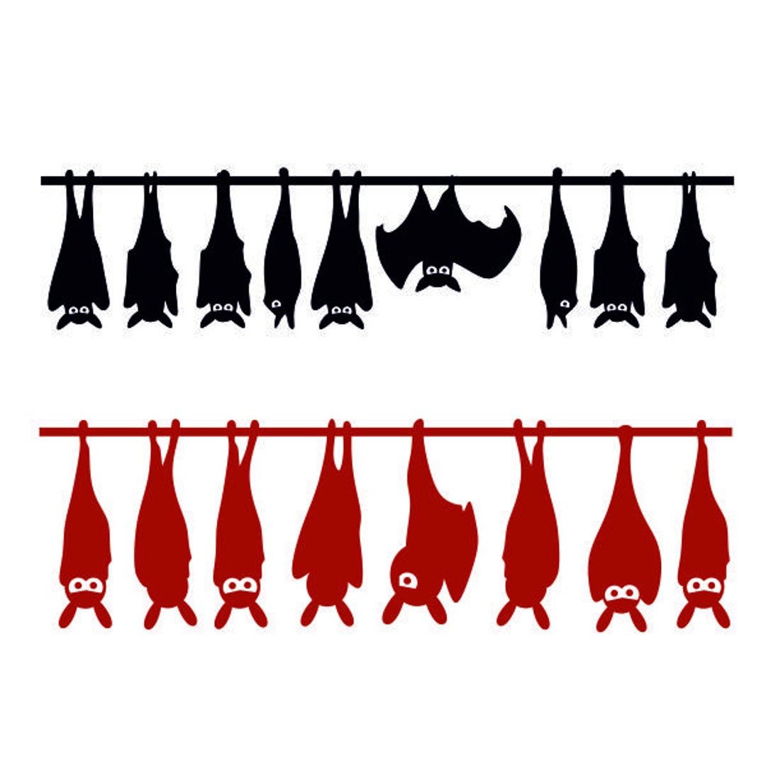 Bats Hanging Banner Bat Halloween Cuttable SVG PNG DXF & Eps Designs ...