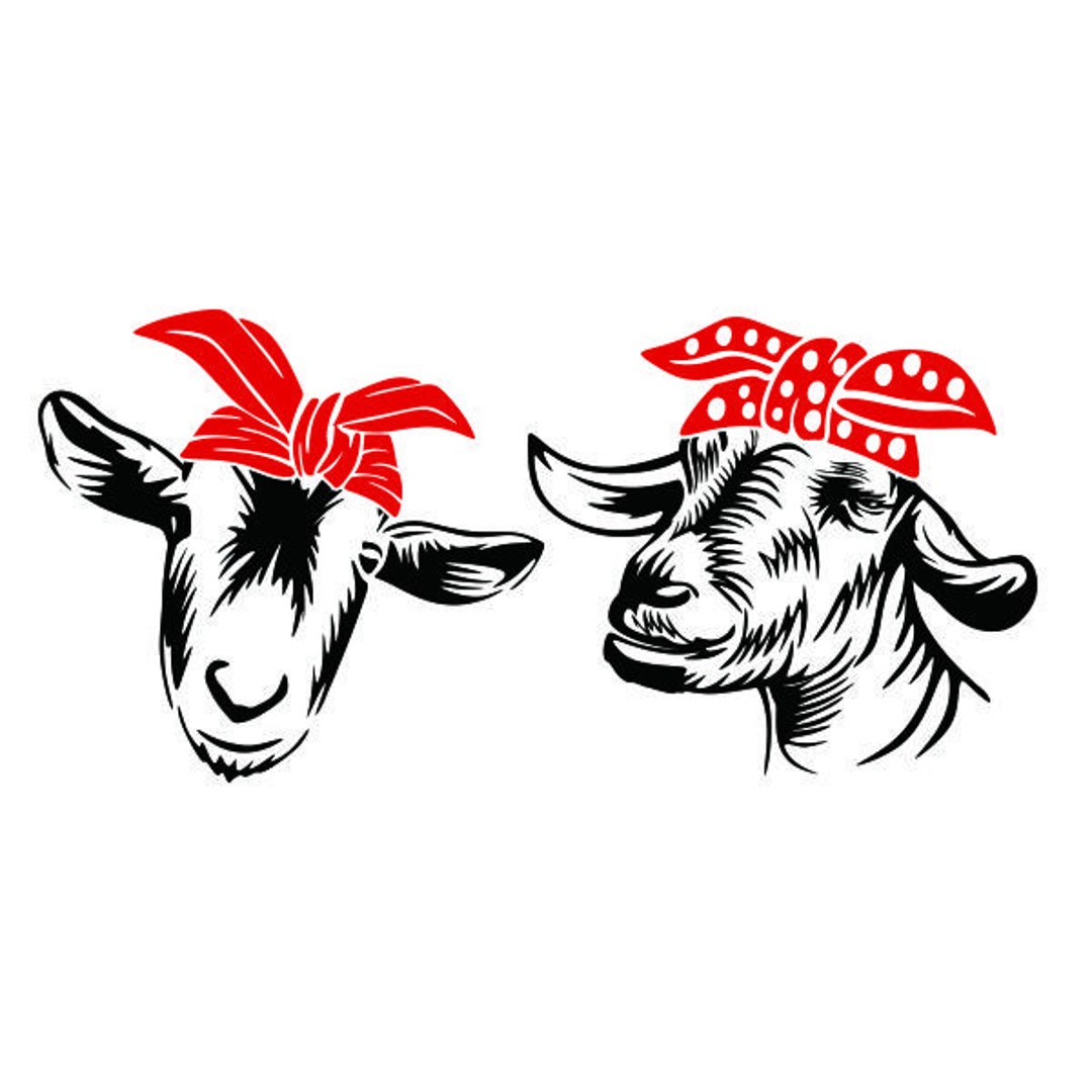 Bandana Goat Pack Cuttable Design SVG PNG DXF & Eps Designs Cameo File ...