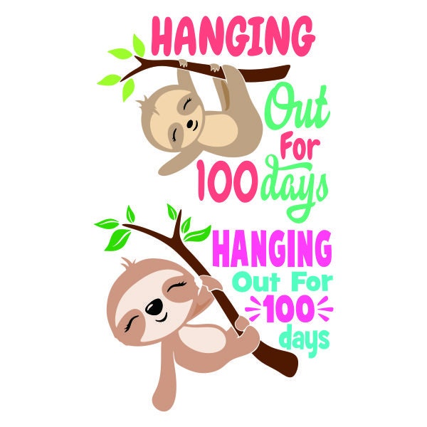 100 Days of School Sloth Animal Cuttable Design SVG PNG DXF & - Etsy
