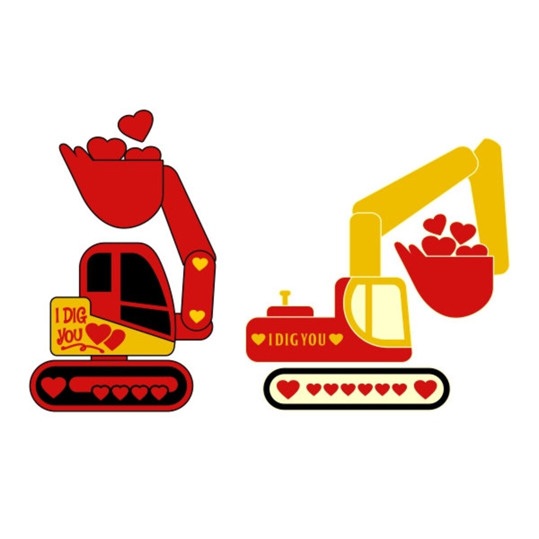 Excavator I Dig You Pack Cuttable Design SVG PNG DXF & Eps Designs ...