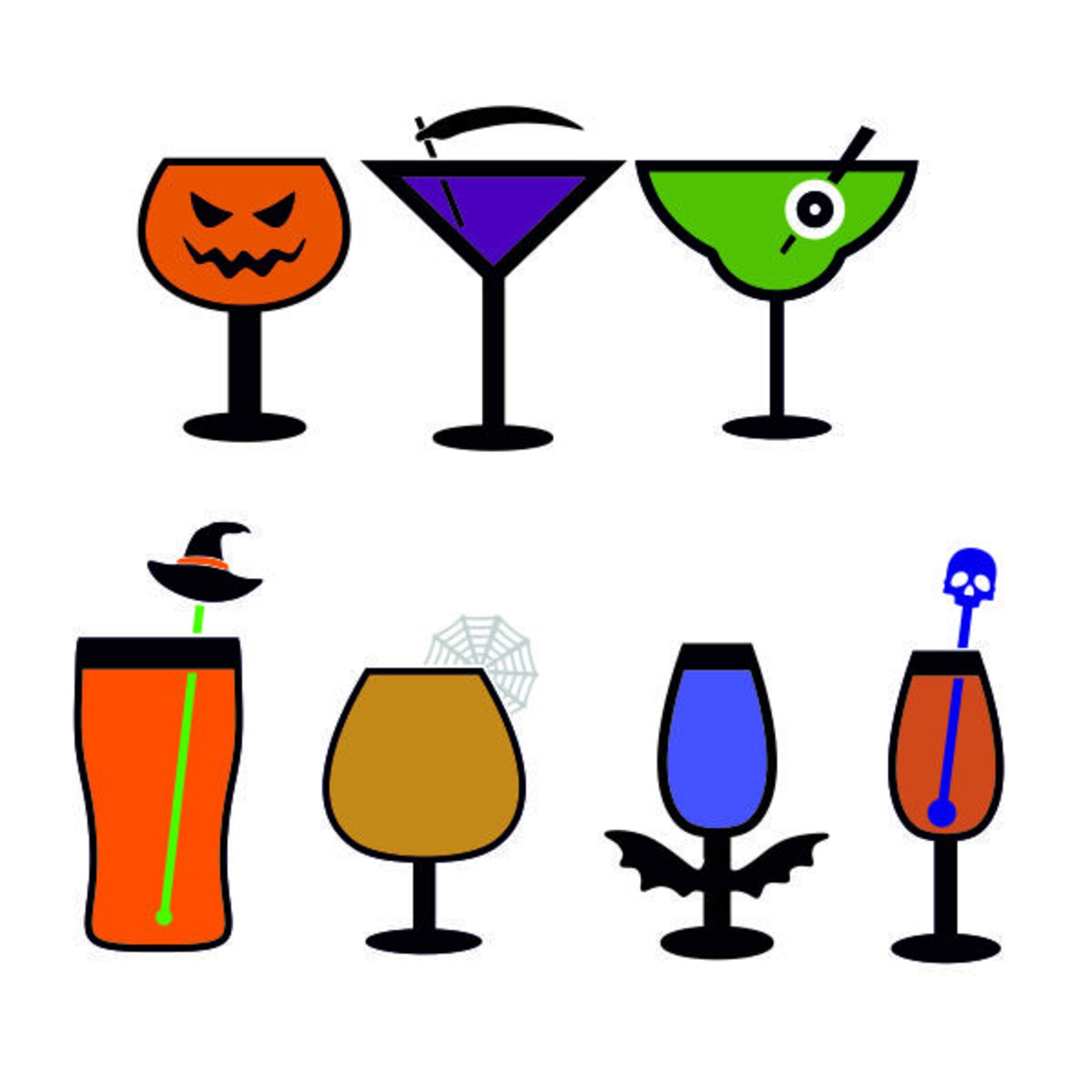 Cocktails Drinks Halloween Cuttable SVG PNG DXF & Eps Designs | Etsy