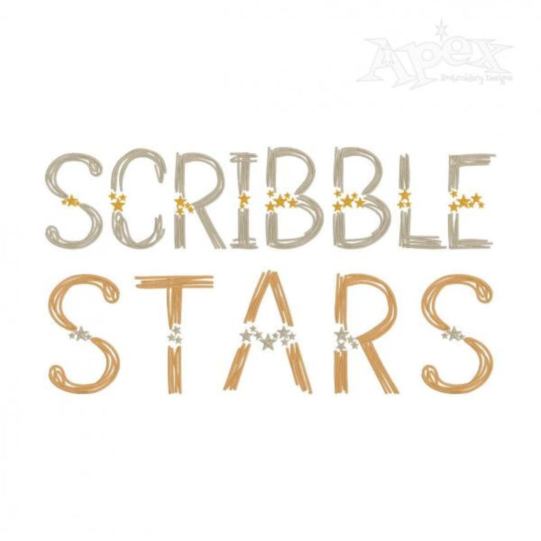 Scribble Stars Sketch Embroidery Font Alphabet Letters INSTANT DOWNLOAD ...