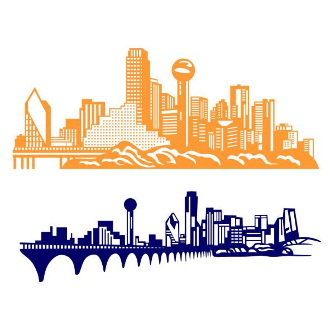 Dallas Texas Skyline Cuttable Design Pack SVG PNG DXF & Eps Designs ...