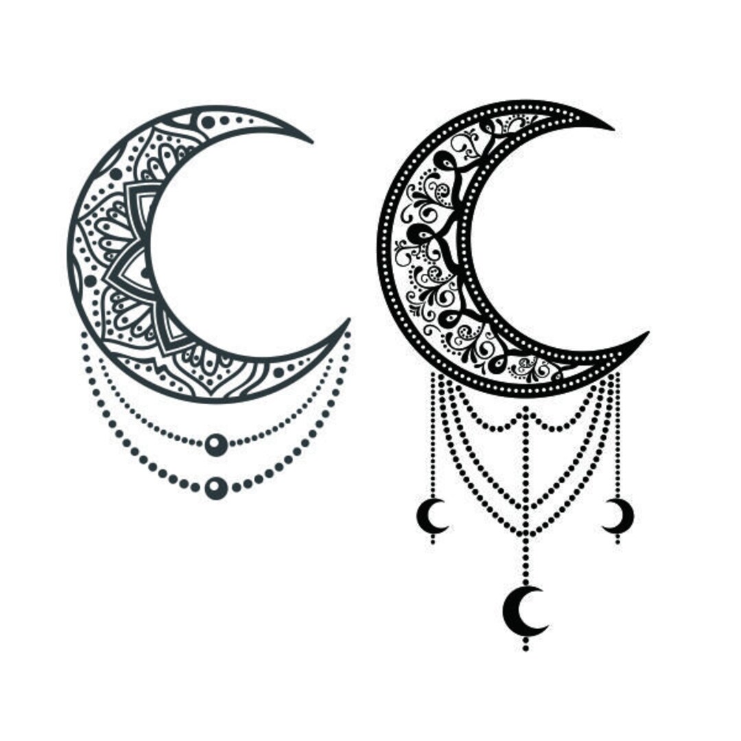 Decorative Moon Pack Cuttable Design SVG PNG DXF & Eps Designs Cameo ...