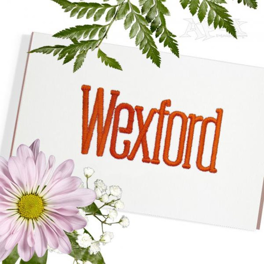 Wexford Tall Slim Machine Embroidery Font Alphabet Letters INSTANT ...