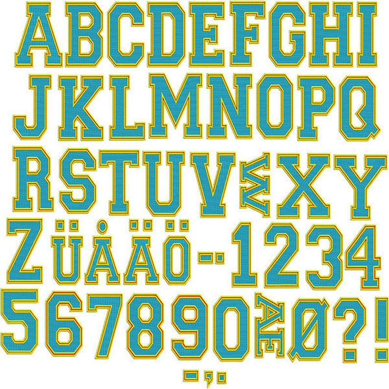 Block Sports Large Monogram Machine Embroidery Font Alphabet - Etsy