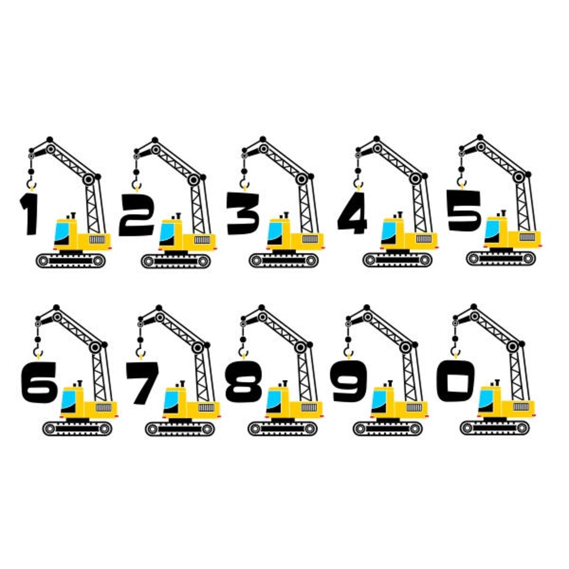 Crane Construction Numbers Font Cuttable Design SVG PNG DXF & - Etsy