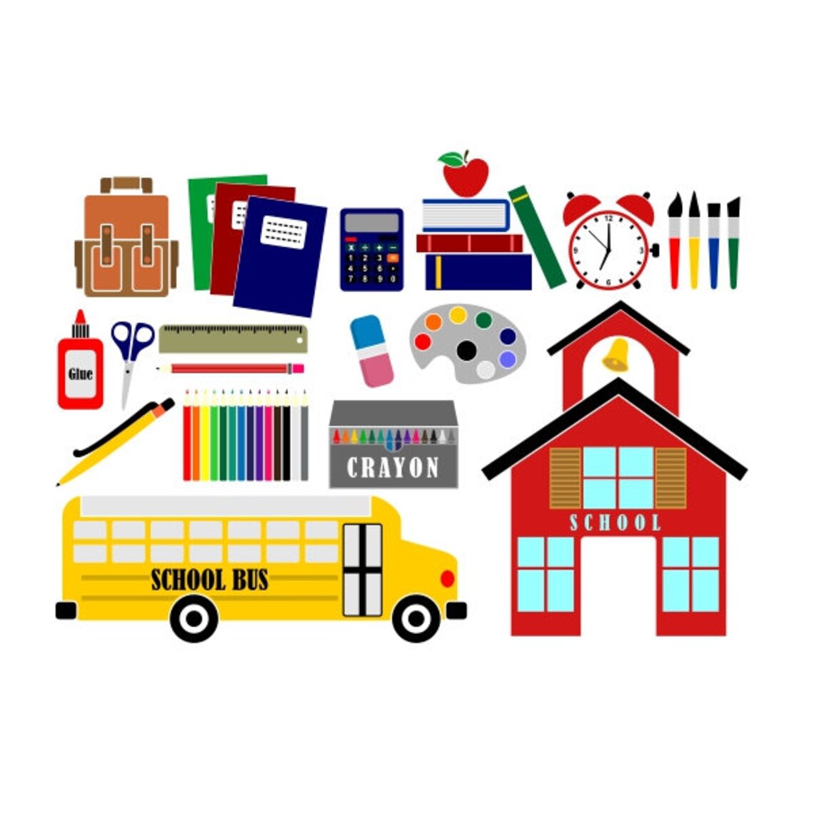 School Pack Cuttable Design SVG PNG DXF & Eps Designs Cameo - Etsy