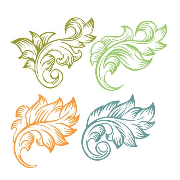 Leaf Accent Cuttable Design SVG PNG DXF & Eps Designs Cameo - Etsy