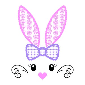 Lovely Bunny Face Pack Cuttable Design SVG PNG DXF & Eps Designs Cameo ...