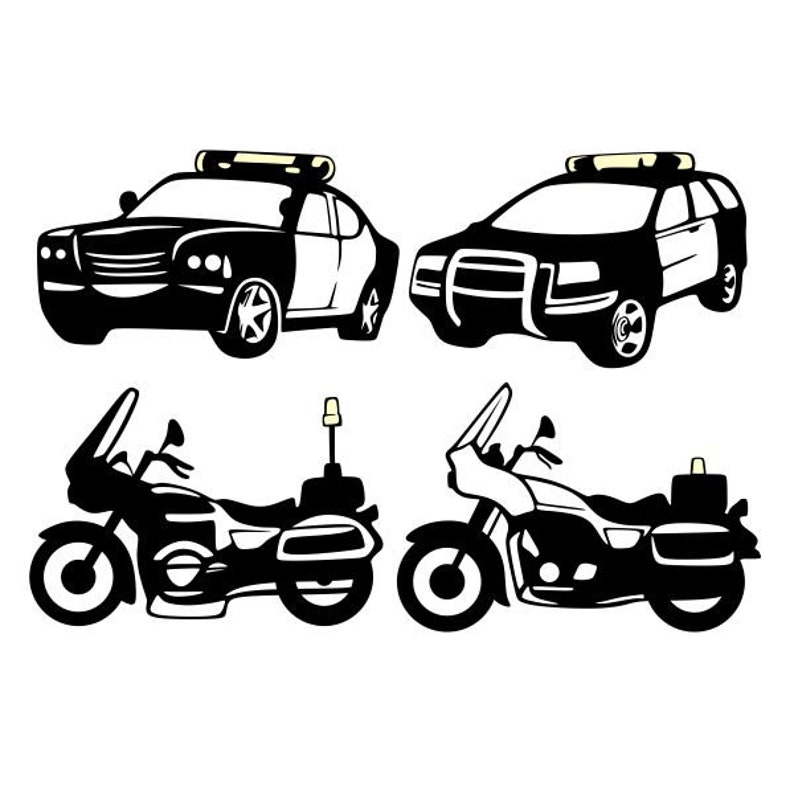 Police Cars Bike Vehicles Cuttable Design SVG PNG DXF & Eps - Etsy