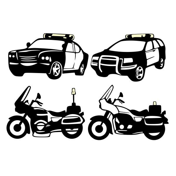 Police Cars Bike Vehicles Cuttable Design SVG PNG DXF & Eps - Etsy