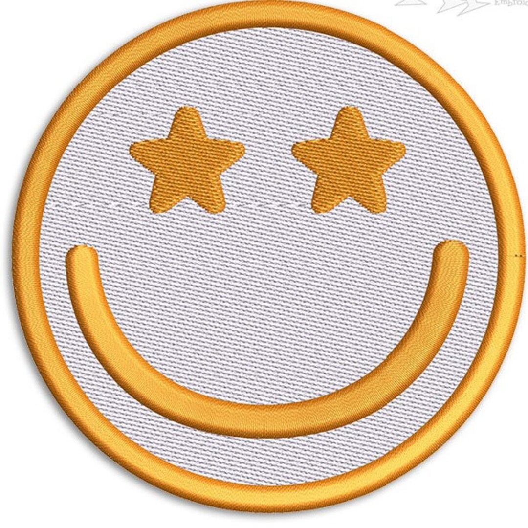 Star Eyes Smiley Face Machine Embroidery Design Happy Smiling Emoji ...