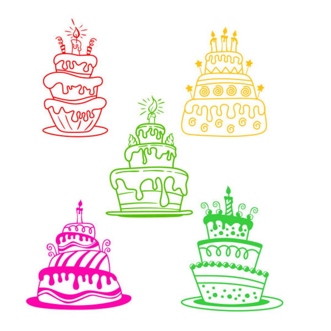 Birthday Cake Pack Cuttable Design SVG PNG DXF & Eps Designs Cameo File ...