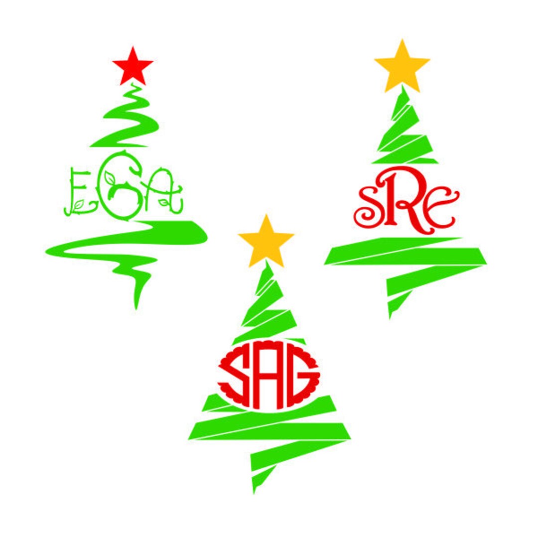 Tree Frame Monogram Christmas Cuttable Design SVG PNG DXF & - Etsy