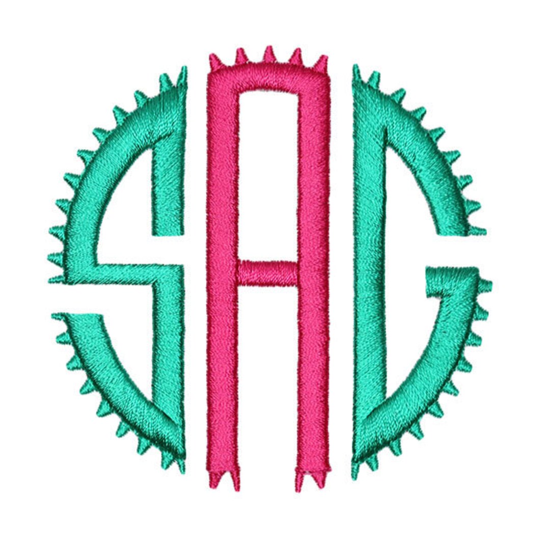 Jagged Circle Round Embroidery Font Monogram Machine Embroidery Font ...