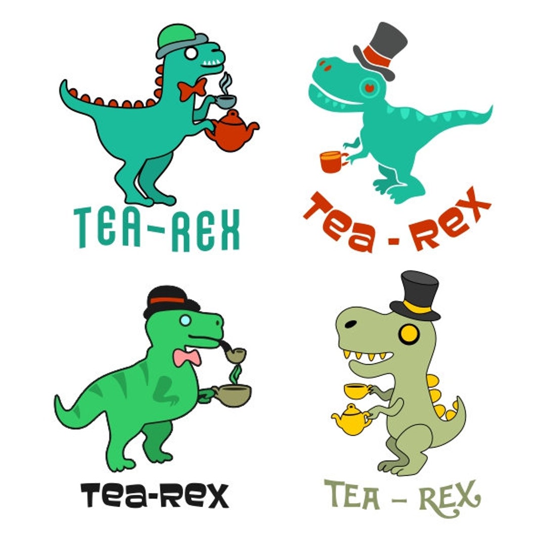 Tea-rex Dinosaur Dino Pack Cuttable Design SVG PNG DXF & Eps Designs ...