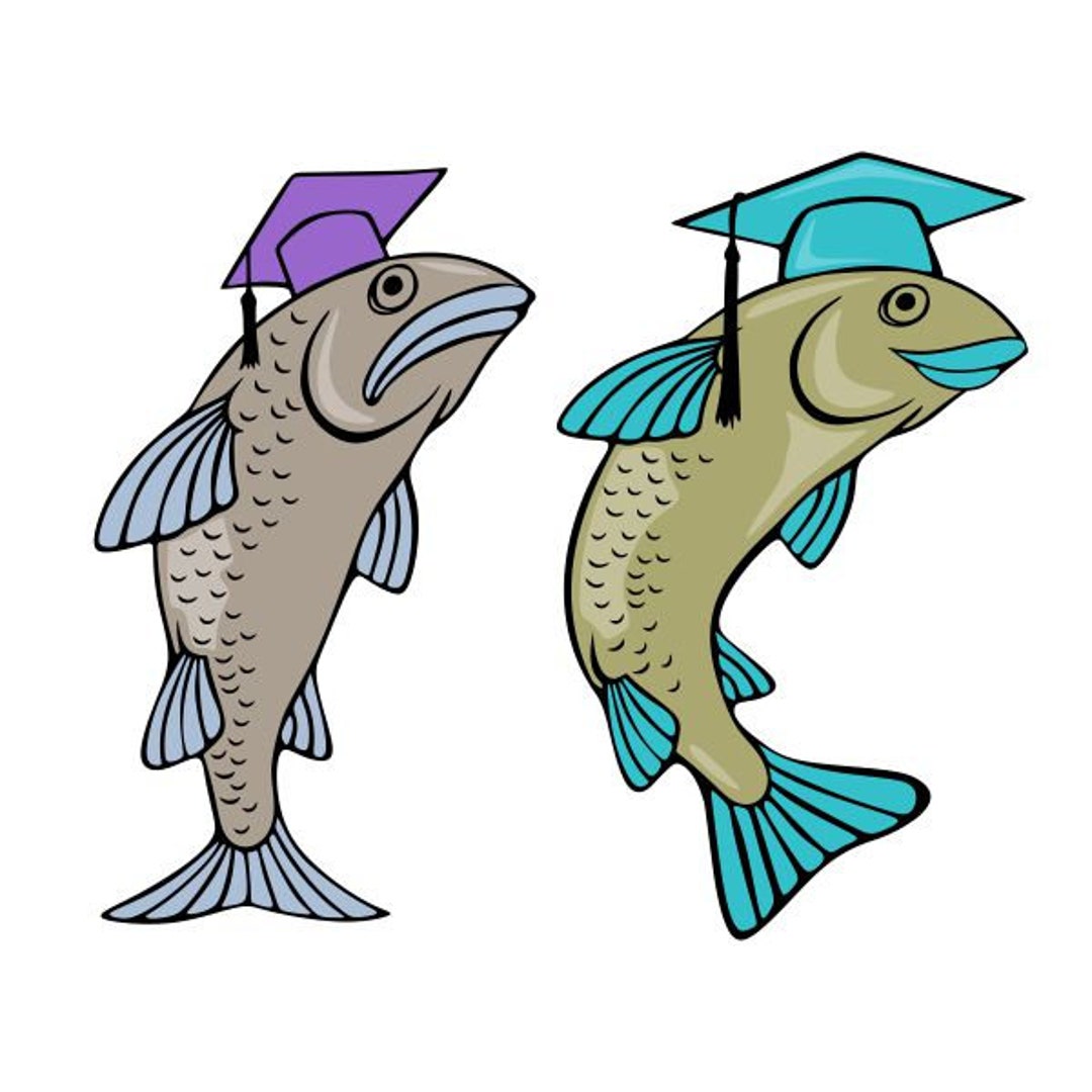 Fish Graduation School Cuttable Grad Design SVG PNG DXF & Eps Designs ...