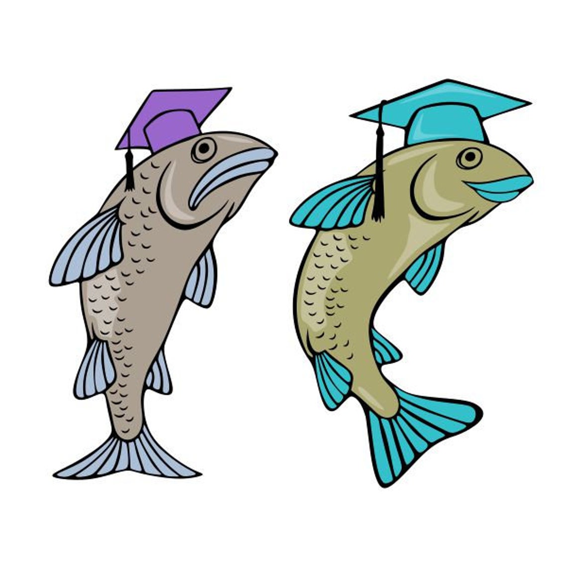 Fish Graduation School Cuttable Grad Design SVG PNG DXF & eps | Etsy