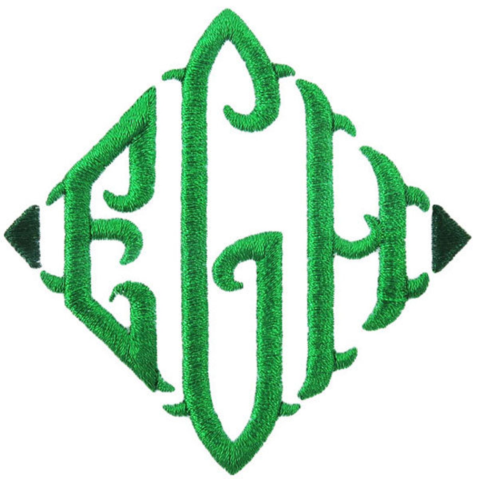 Diamond Triangle Fishtail Monogram Machine Embroidery Font - Etsy