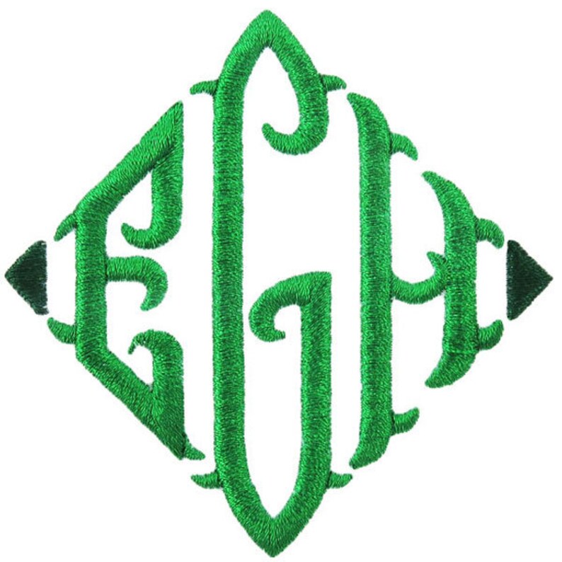 Diamond Triangle Fishtail Monogram Machine Embroidery Font - Etsy