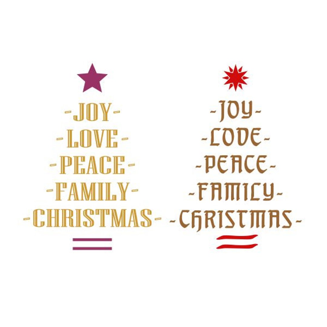 Joy Love Peace Family Christmas Tree Pack Cuttable Design SVG PNG DXF ...