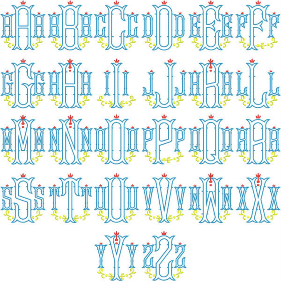 Nola Applique Embroidery Font Monogram Alphabet Letters - Etsy