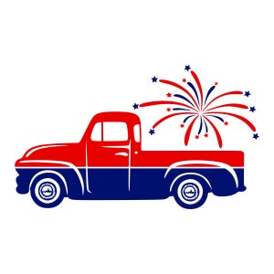 Fourth of July 4th Vintage Truck Pack Cuttable Design SVG PNG DXF & Eps ...