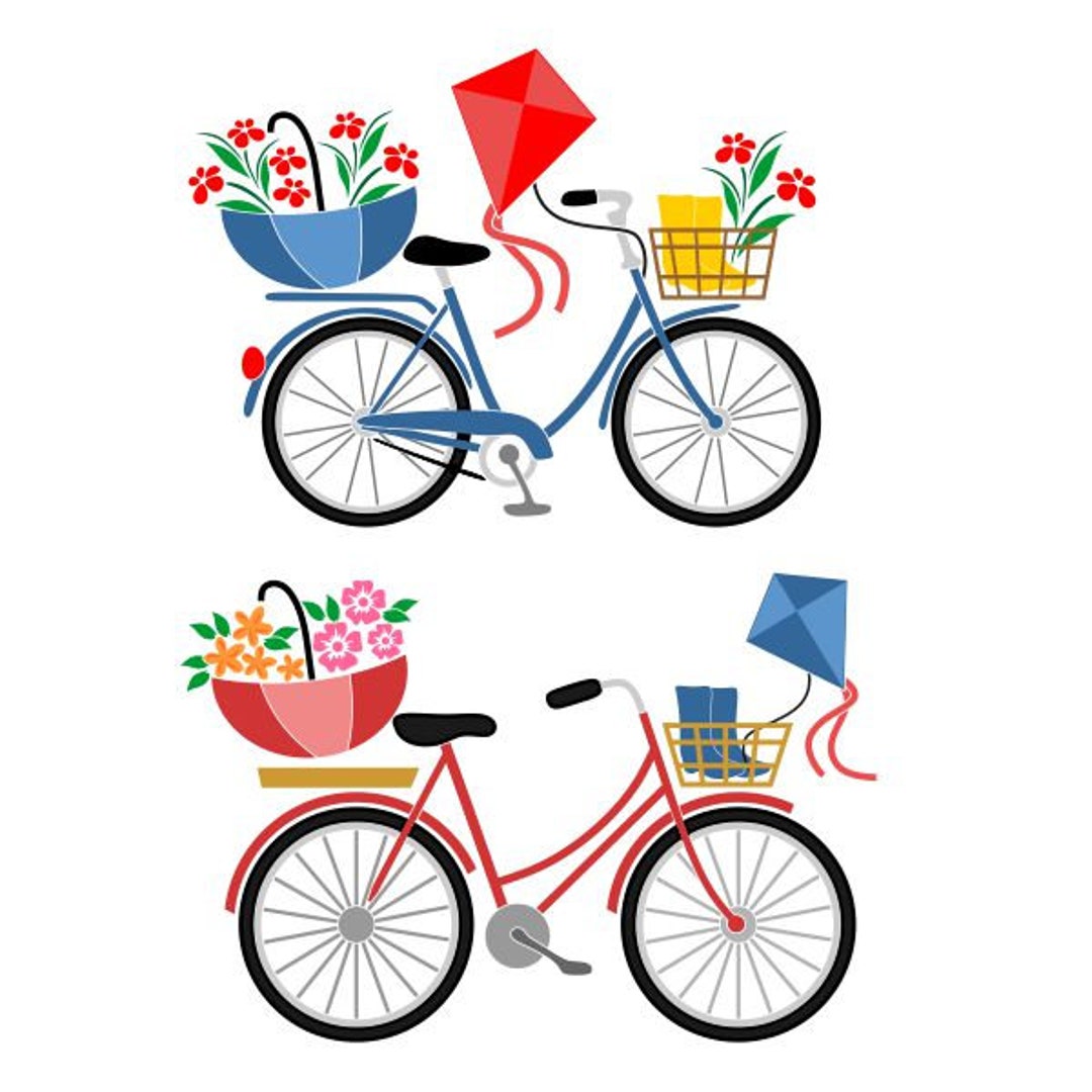 Spring Bicycle Pack Cuttable Design SVG PNG DXF & Eps Designs Cameo ...