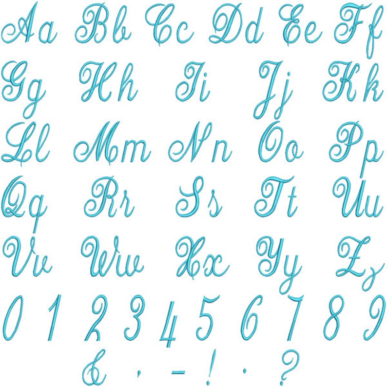 Diana Script Machine Embroidery Font Alphabet Letters INSTANT | Etsy