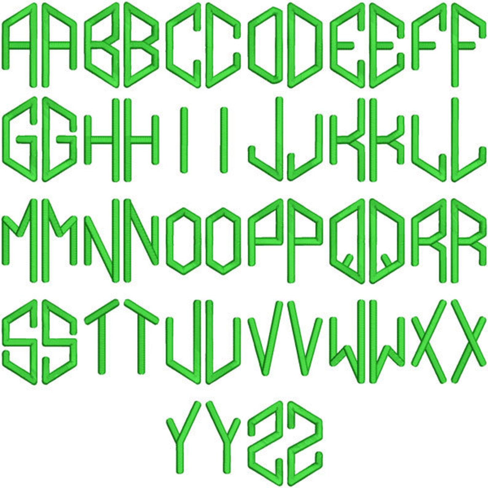 Hexa Hexagon Monogram Embroidery Font Alphabet Letters INSTANT | Etsy