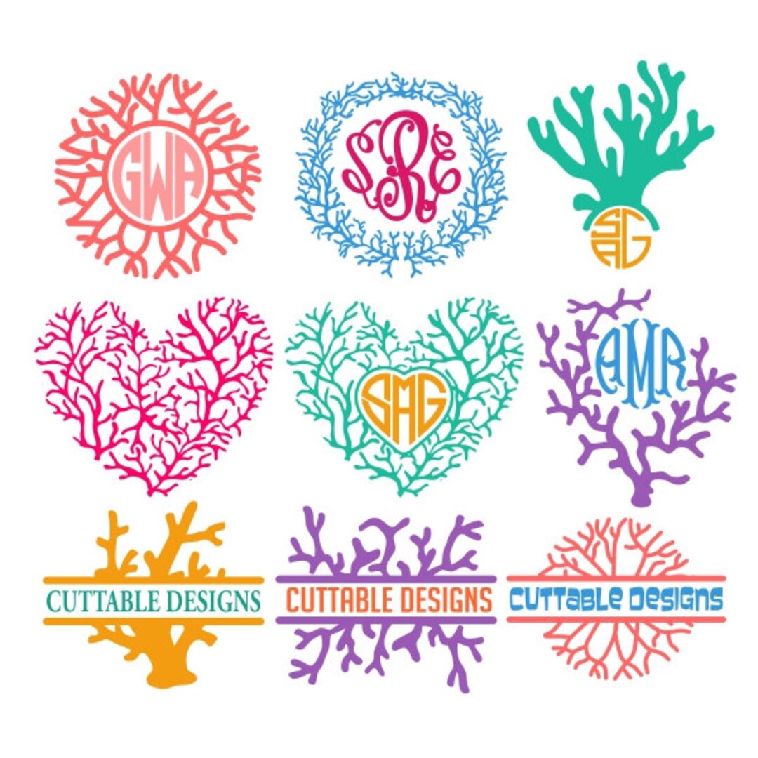 Coral Pack Cuttable Design SVG PNG DXF & Eps Designs Cameo File ...