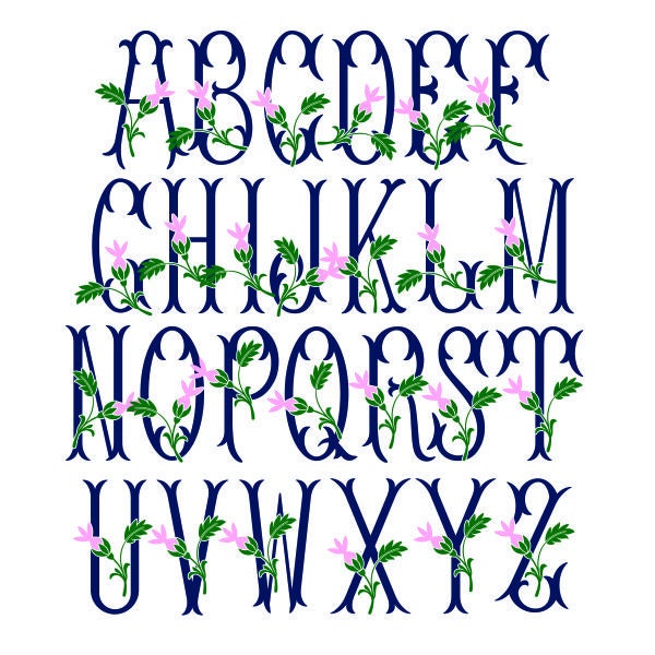 Rose Flower Font Monogram Cuttable Design SVG PNG DXF & Eps | Etsy