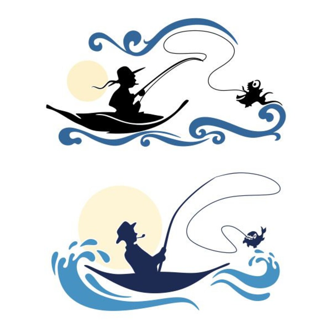 Art Fish Fishing Boat Cuttable Design SVG PNG DXF & Eps Designs Cameo ...