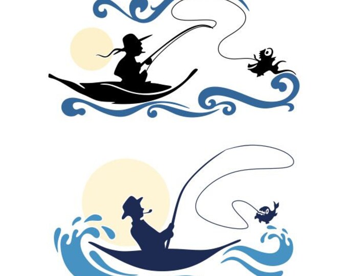 Fishing Boat Fish Cuttable Design PNG DXF SVG & Eps File for Silhouette ...
