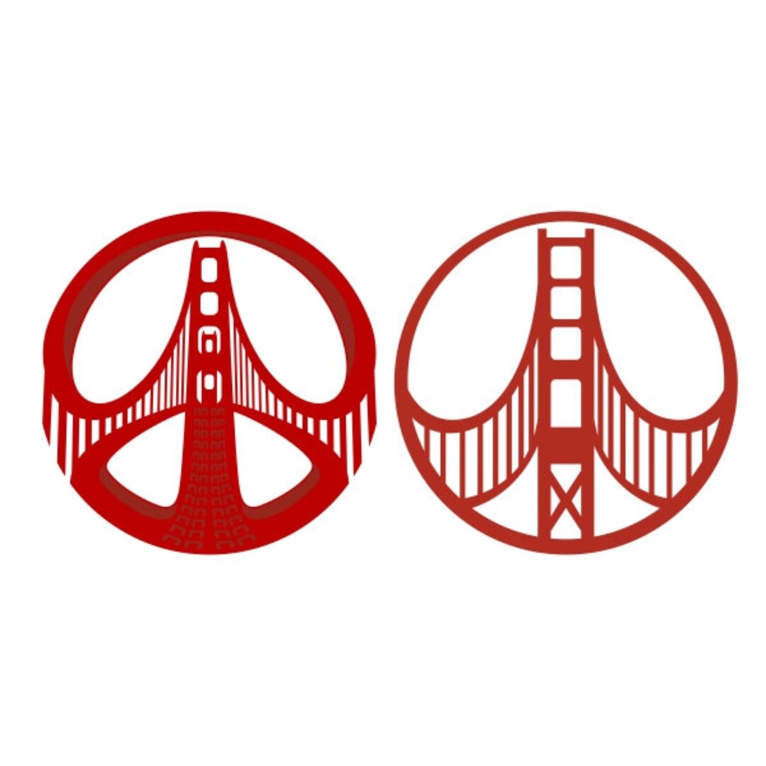 Circle Peace Golden Gate Bridge Pack Cuttable Design SVG PNG DXF & Eps ...