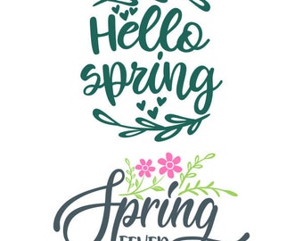 Hello Spring Cuttable Design SVG PNG DXF & Eps Designs Cricut Cameo ...