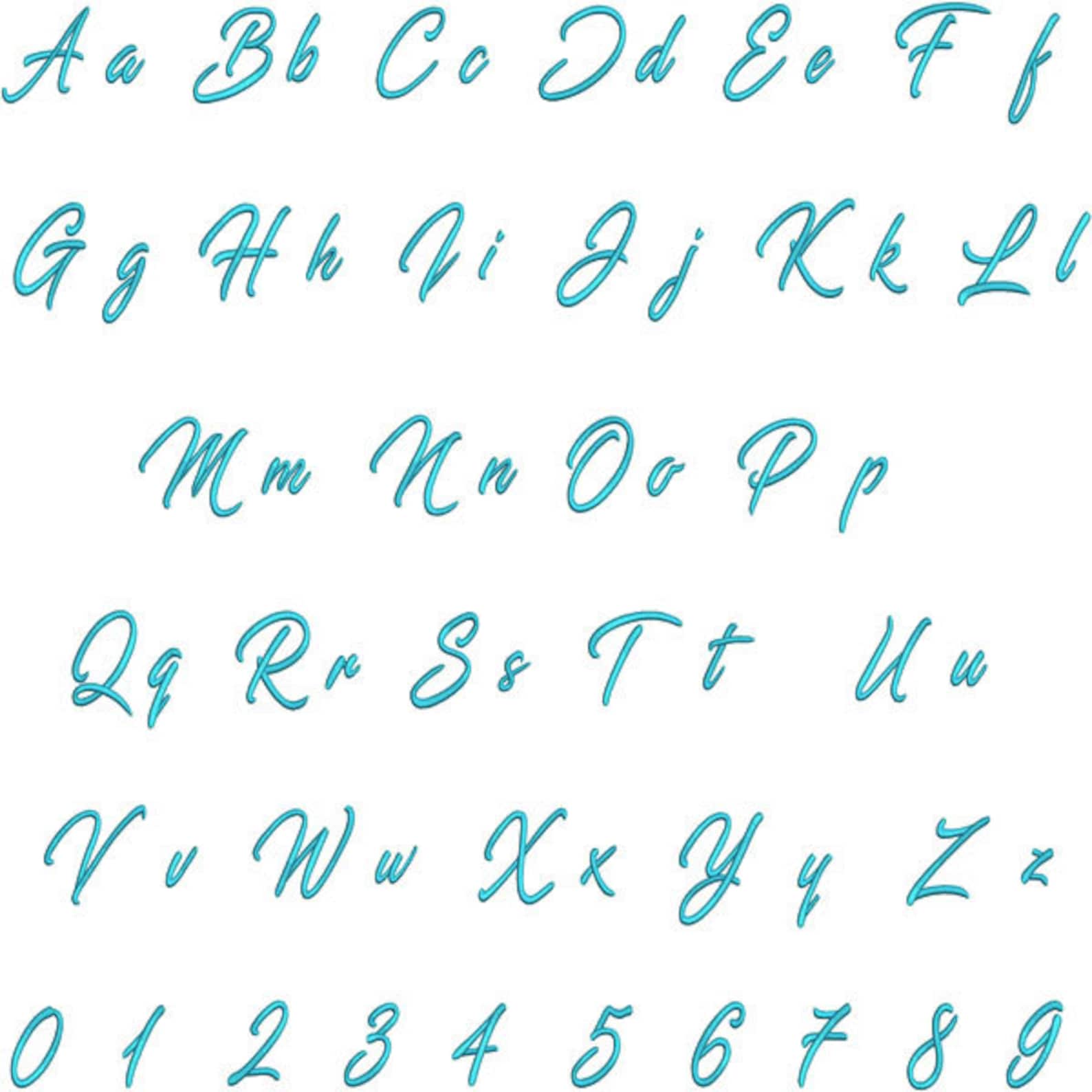 Script Cursive Monogram Machine Embroidery Font Alphabet - Etsy